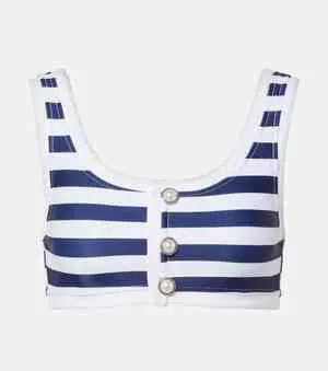 SAME Grace Striped Bikini Top - Blue