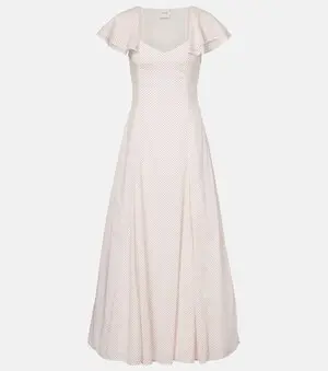 Posse Marlowe Polka-dot Cotton Maxi Dress - White