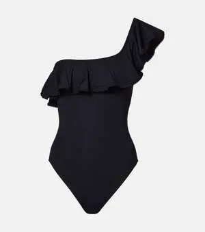 Melissa Odabash Tennessee Ruffled One-shoulder Swimsuit - Black