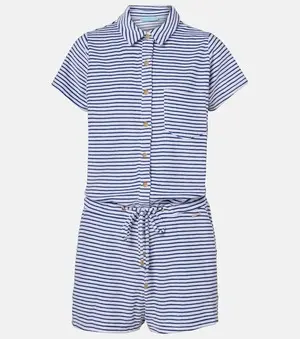 Melissa Odabash Cheryl Striped Cotton-blend Romper - Blue