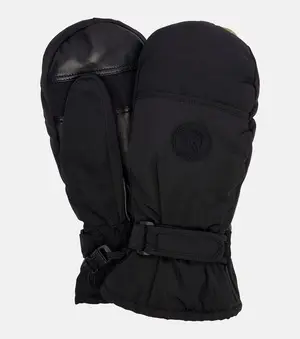 YVES SALOMON Leather-trimmed Mittens - Black