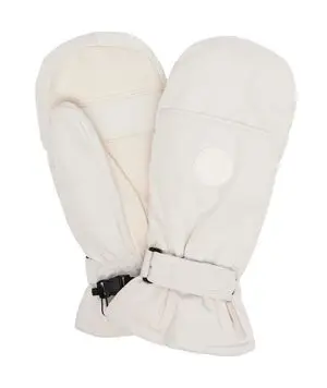 YVES SALOMON Leather-trimmed Mittens - White