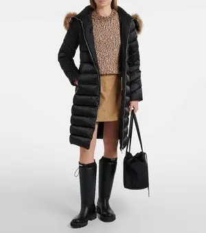 Moncler Leersie Shearling-trimmed Hooded Down Coat - Black