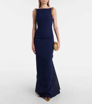 Safiyaa Sloane Embellished Crêpe Gown