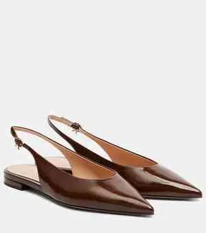 GIANVITO ROSSI Patent Leather Slingback Flats - Brown