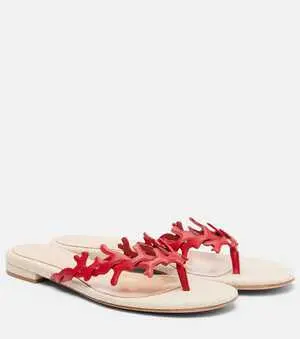 GIANVITO ROSSI Canvas And Leather Thong Sandals - Red