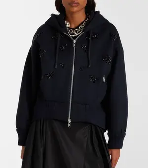 Simone Rocha Turbo Embellished Wool-blend Hoodie
