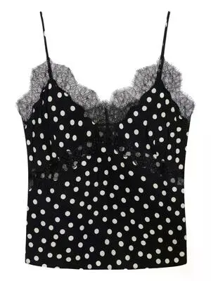 ANINE BING Lace Polka Dot Top - Black