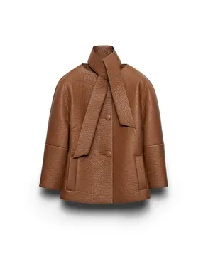 Prada Nappa Leather Jacket With Scarf - Brown