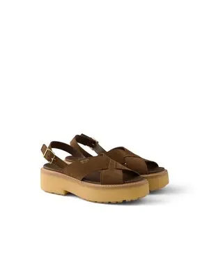 Prada Suede Sandals - Brown