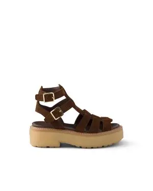 Prada Suede Gladiator Sandals - Brown