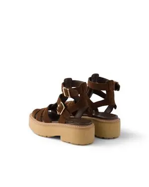 Prada Suede Gladiator Sandals - Brown