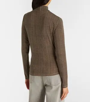 Veronica Beard Nate Houndstooth Jersey Top - Beige