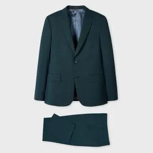 Paul Smith The Soho - Tailored-fit Teal Micro Houndstooth Wool Suit Green