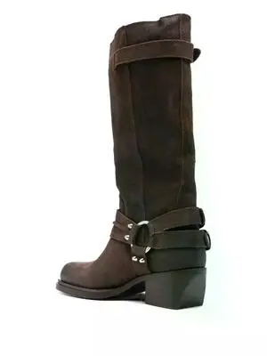 Sandro Buckle-strap Studded Boots
