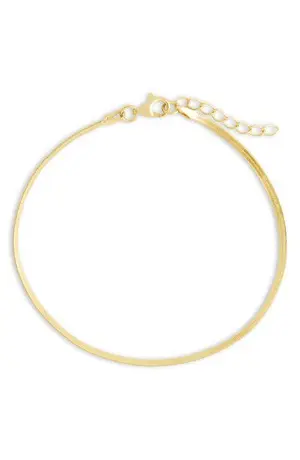 Sterling Forever Herringbone Chain Bracelet - Gold
