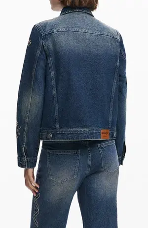 Desigual Embroidered Denim Trucker Jacket
