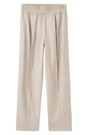Mango Pinstripe Wool Blend Pull-on Pants