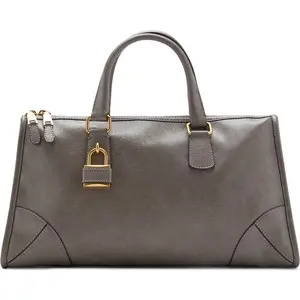 Mango Faux Leather Satchel - Grey