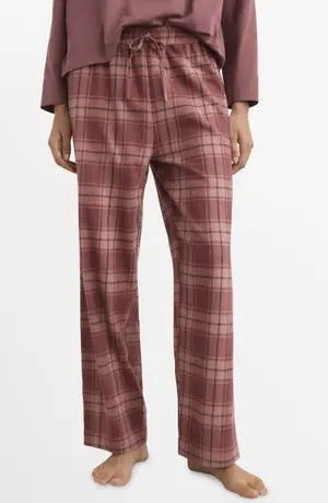 Mango Check Cotton Flannel Pajamas - Russet
