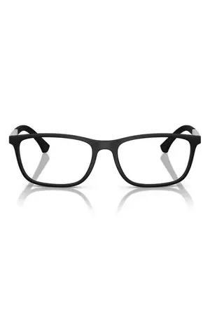 Emporio Armani 55mm Square Optical Glasses - Rubber Black/silver