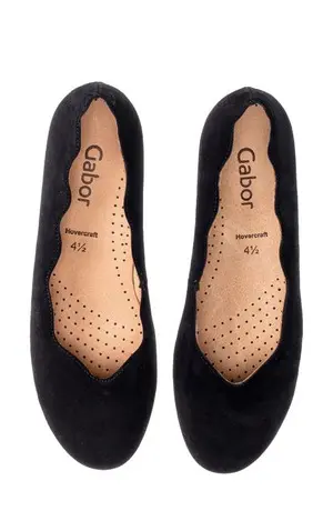 Gabor Scallop Suede Flat