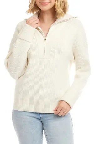 Karen Kane Half-zip Sweater - Cream