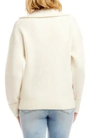 Karen Kane Half-zip Sweater - Cream