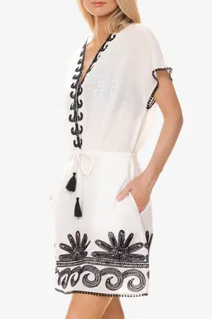 Helen Jon Margaux Embroidered Dress - Black White