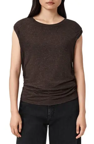 ALLSAINTS Metallic Cap-sleeve Top - Torte Brown