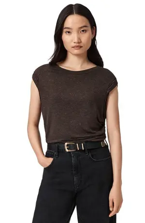 ALLSAINTS Metallic Cap-sleeve Top - Torte Brown