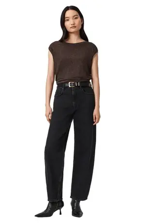 ALLSAINTS Metallic Cap-sleeve Top - Torte Brown