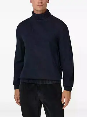 Boggi Milano Roll-neck Wool Sweater - Blue