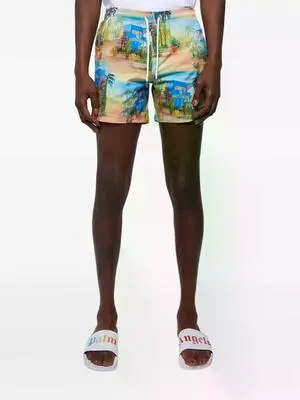 LES BENJAMINS Printed Swim Shorts - Blue