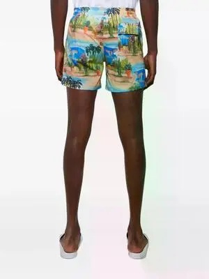 LES BENJAMINS Printed Swim Shorts - Blue
