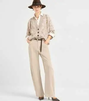 Brunello Cucinelli Mohair-wool-blend Embroidered Cardigan - Beige