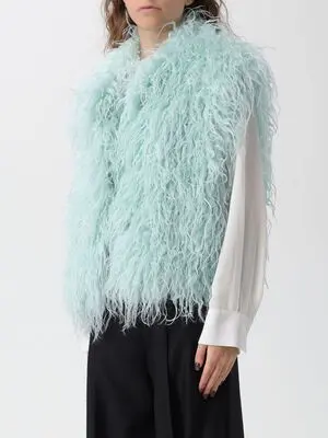 FORTE_FORTE Fur Coat - Sky Blue