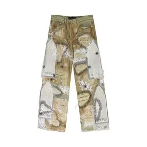 WHO DECIDES WAR Overdyed Lace Wide Leg Jeans