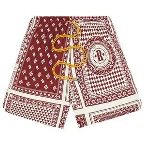 Rhude Card Print Swim Short 'maroon/white - Red