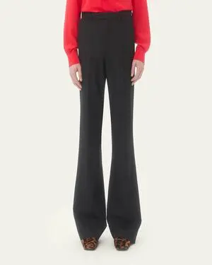 Valentino Garavani Wide Leg Flared Flat-front Pants