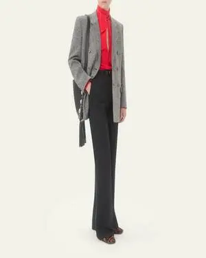 Valentino Garavani Wide Leg Flared Flat-front Pants