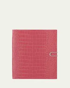 Smythson Portobello 2026 Weekly Vertical Agenda In Mara Croc-embossed Leather - Dkpink