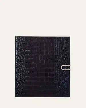 Smythson Portobello 2026 Weekly Vertical Agenda In Mara Croc-embossed Leather - Navy