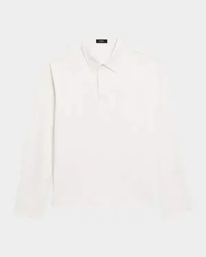 Theory City Cotton Long-sleeve Polo Shirt - White