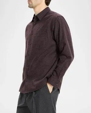 Theory Men & Apos;s Weekend Cotton Check Button-down Shirt Deep Eggpl
