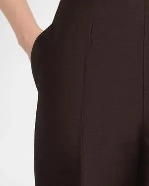 Alberta Ferretti Wool-silk Straight-leg Ankle Pants - Brown