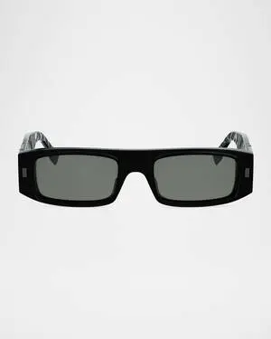 Fendi FF Squared Rectangle Sunglasses Shiny Blac