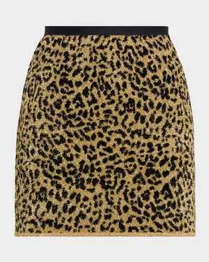 Valentino Garavani Metallic Leopard Mini Skirt - Gold