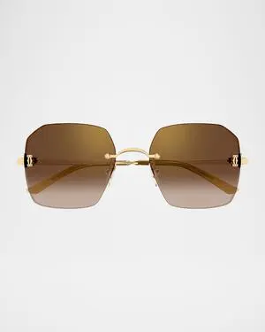 CARTIER C De Rectangular Sunglasses - Gold
