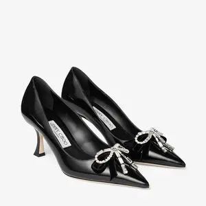 JIMMY CHOO Auria 70 Soft Spazzolato Pumps With Crystal Bow - Black